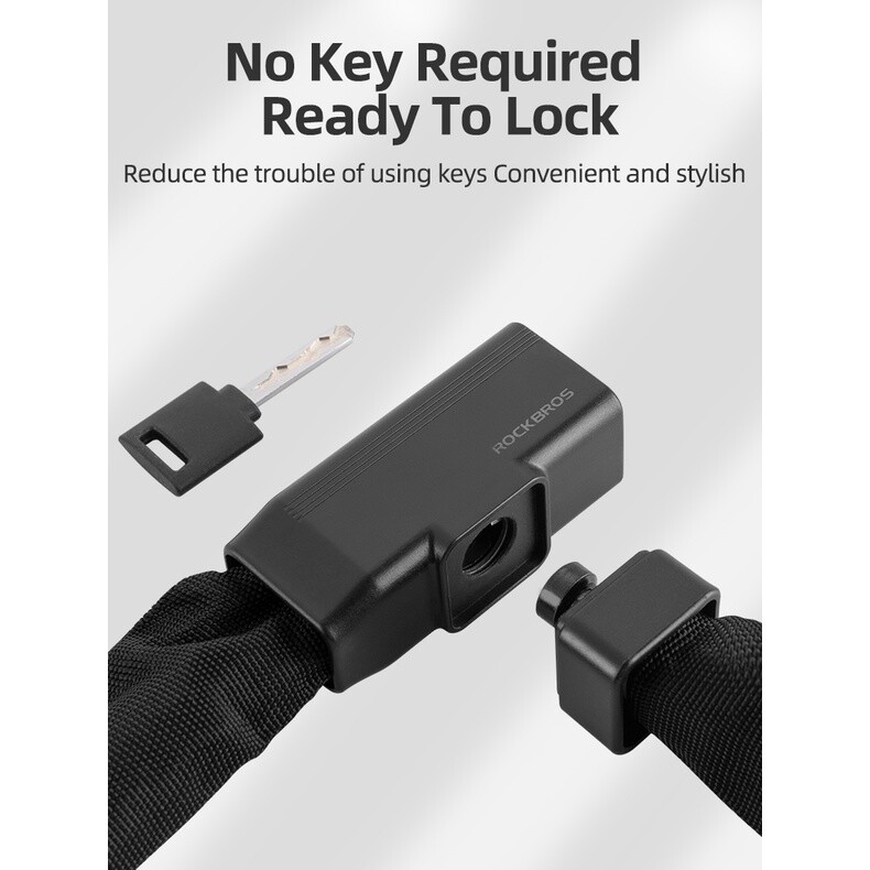 ROCKBROS Heavy Duty Cycling Padlock Key Chain Lock Bike Accessories ...