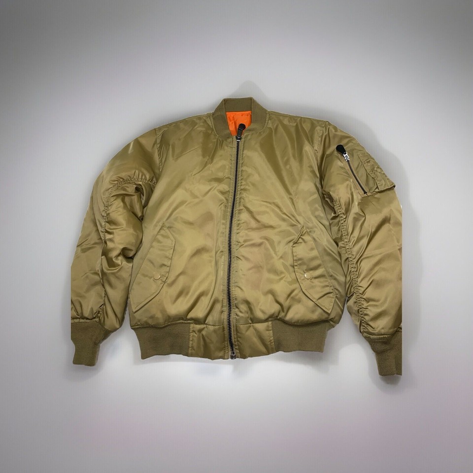 Jacket Flyer’s Men Tan Bomber Flight Intermediate MA1 Military USAF Men ...
