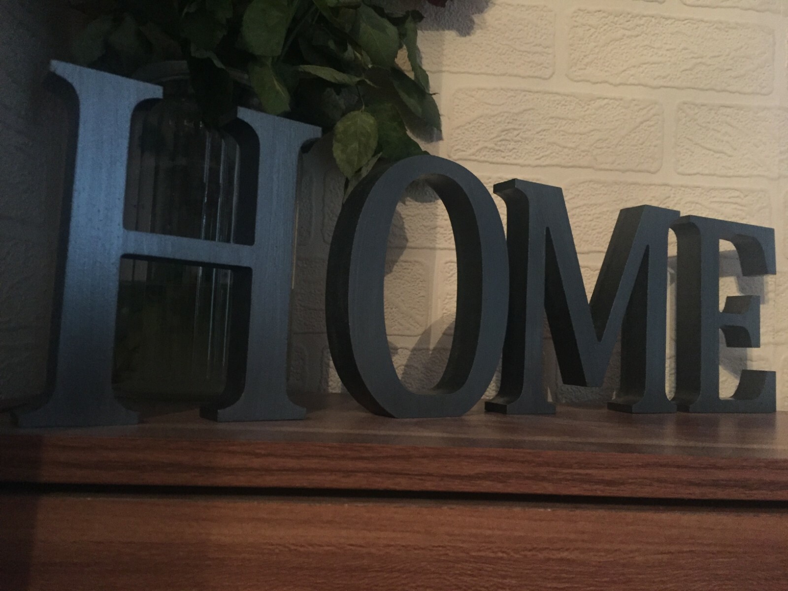 Metallic Grey / Dark Silver Letters HOME, 13cm Large Letters Spelling ...