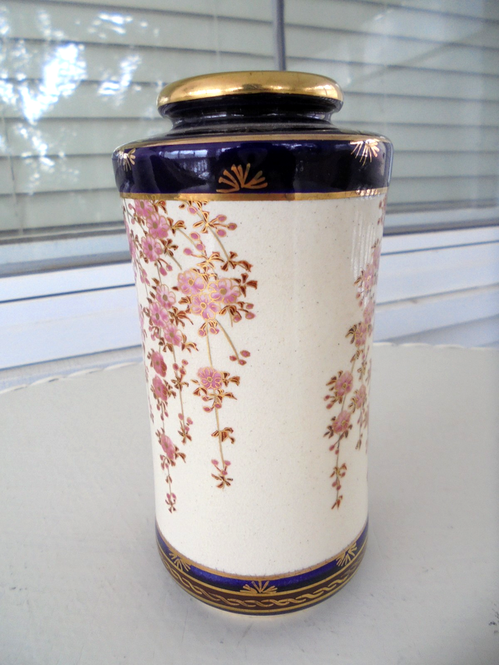 Antique Vintage Japanese Satsuma Vase Cherry Blossoms & Bird | eBay