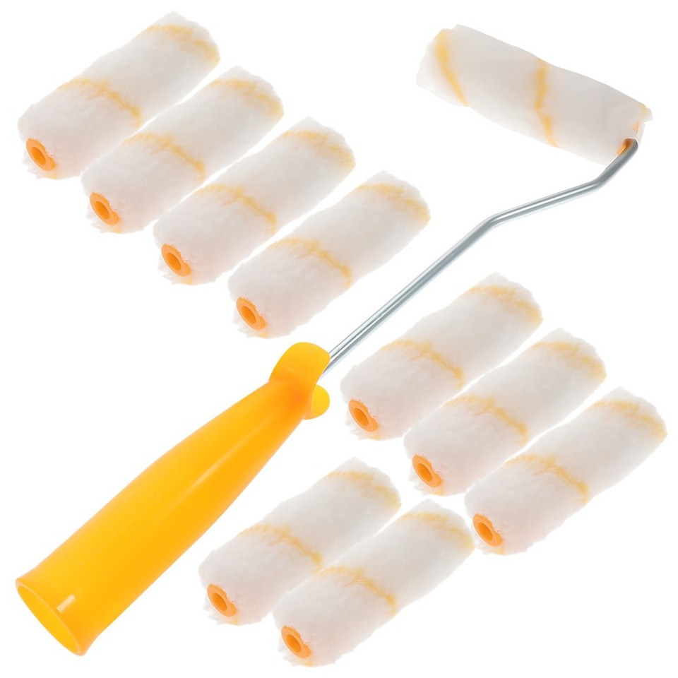 4 Inch Paint Roller Set with Sticks Rollers for Painting Brush ...