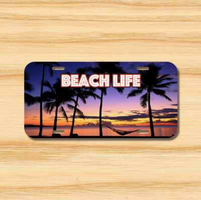 Beach Life License Plate Vehicle Auto Tag Ocean Sea Florida Palm Trees ...