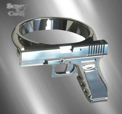 New Gun Pistol Shape Gothic Biker Silver Mens Ring | eBay