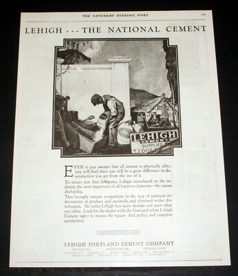 1923 OLD MAGAZINE PRINT AD, LEHIGH PORTLAND CEMENT CO, THE NATIONAL ...