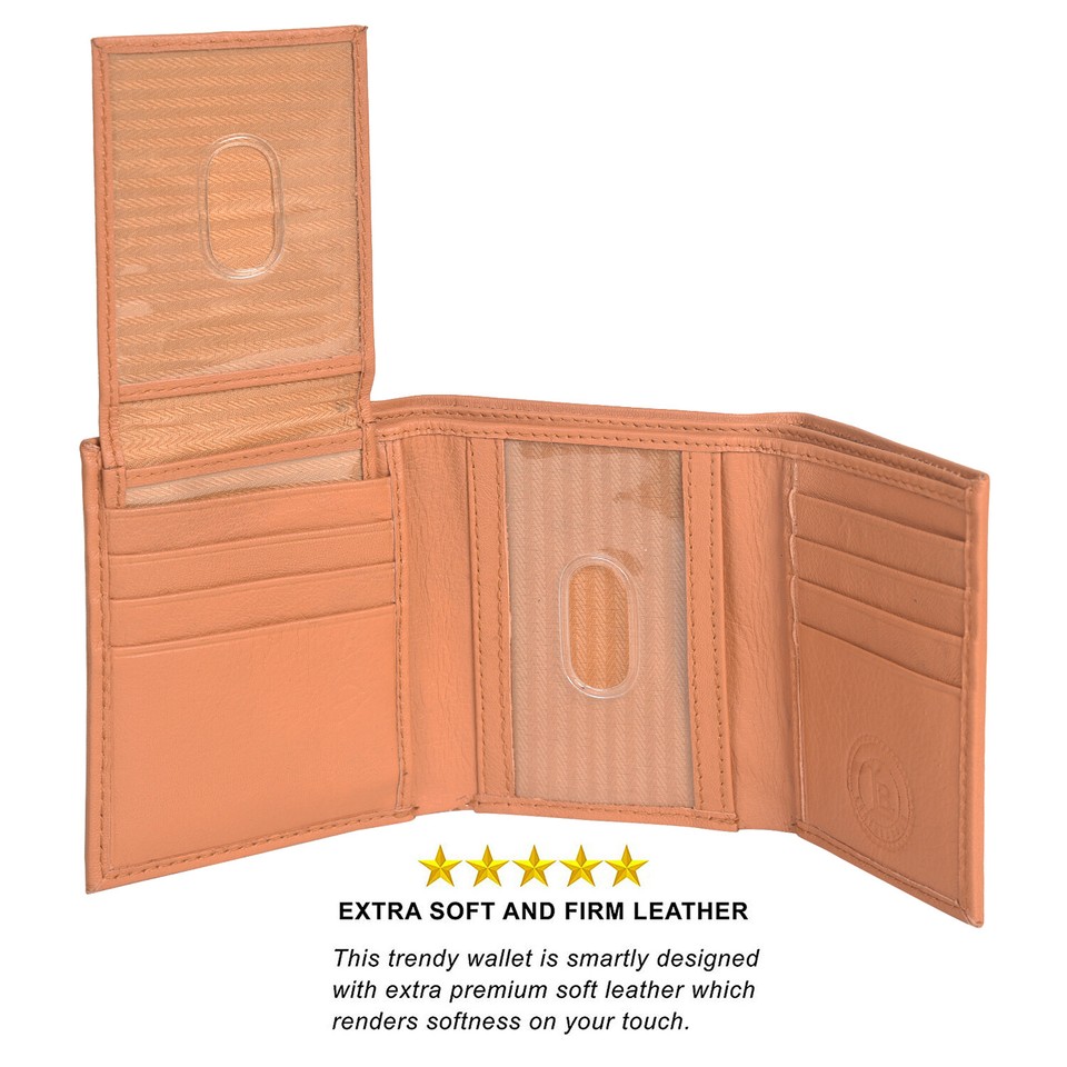 WALLET TRIFOLD PULL OUT FLAP ZIPPER ID POCKET NEW TAN GIFT IDEA FREE ...