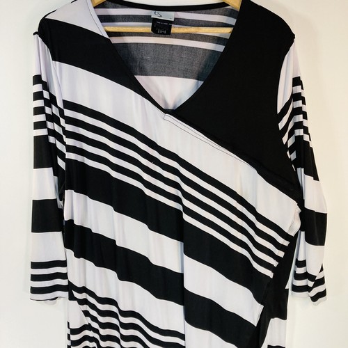 Taking Shape TS black white wrap layered tunic Size M Stretch ...