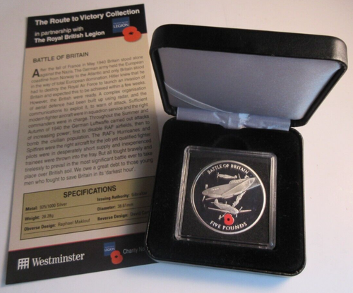 2004 BATTLE OF BRITAIN ROUTE TO VICTORY S/PROOF GIB £5 FIVE POUND COIN ...