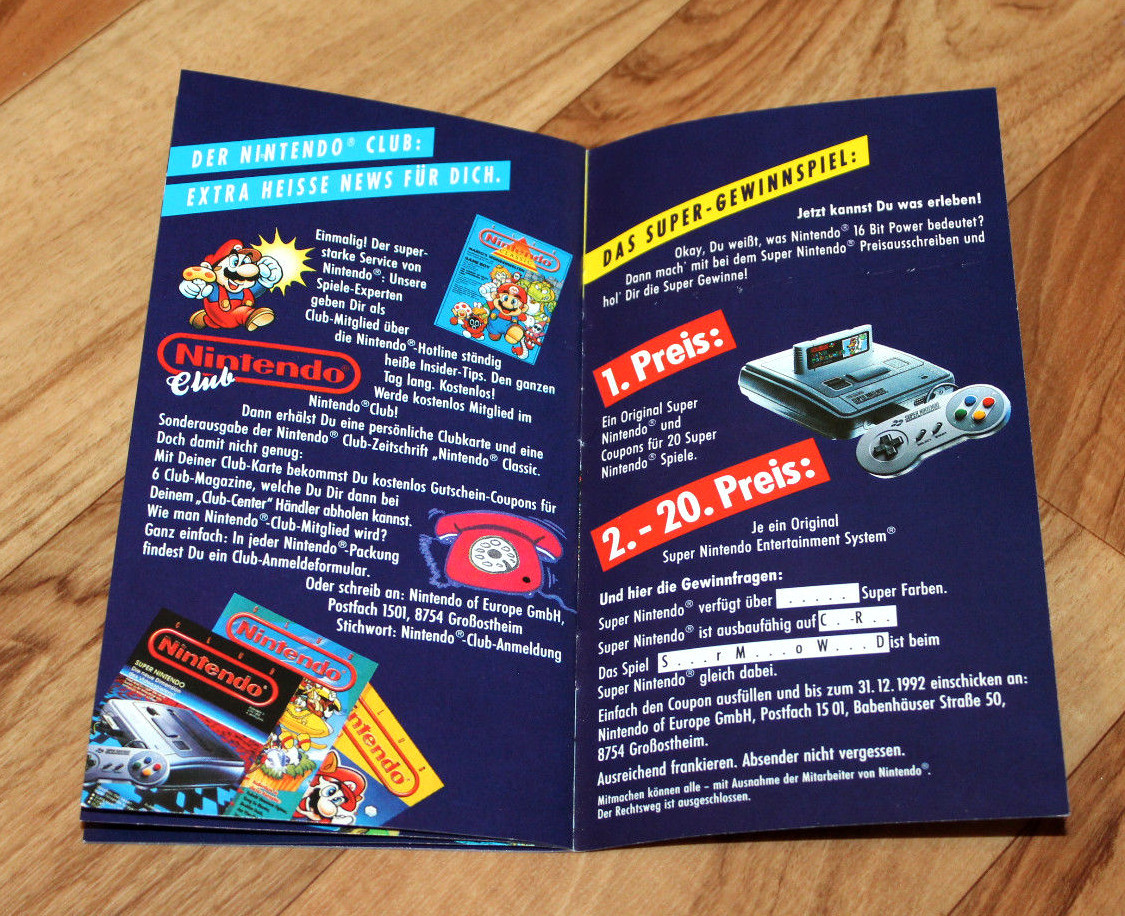 SNES Nintendo Werbung Ad Flyer Super Mario World Zelda R-Tpyer F-Zero ...