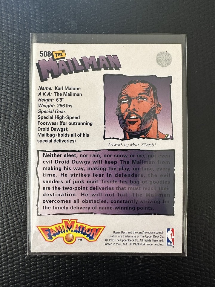 1992-93 Upper Deck Fanimation The MAILMAN #508 Karl Malone Utah Jazz ...