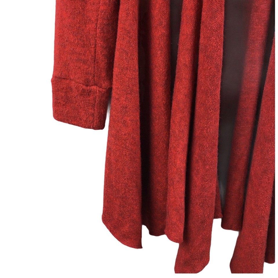 Red Tunic Sweater Open front Cardigan M/L Asymmetrical Trapeze ...