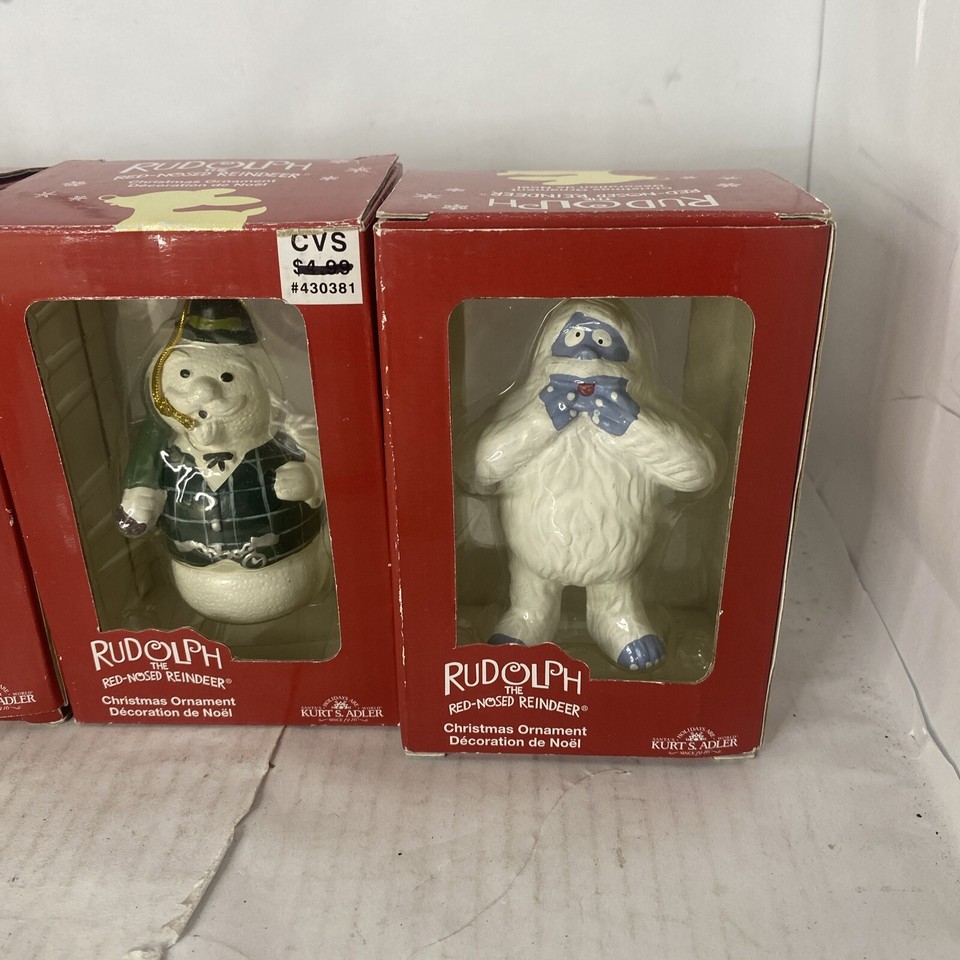 Set Of 3 Kurt S Adler Rudolph the Red-Nosed Reindeer Ornaments & Rudolf ...