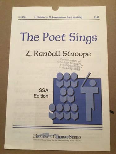 The Poet Sings By Z. Randall Stroope Sheet Music - 1998 | eBay