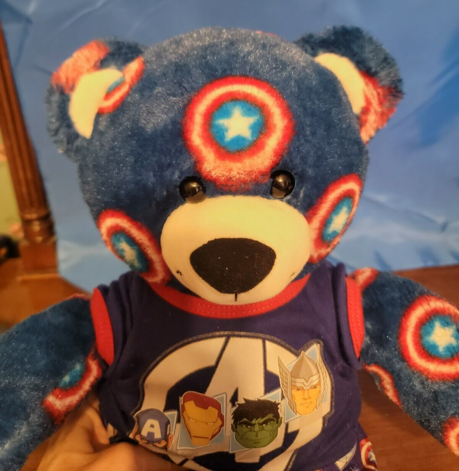 Build A Bear Marvel Avengers 18" Plush Captain America Blue Red Star ...