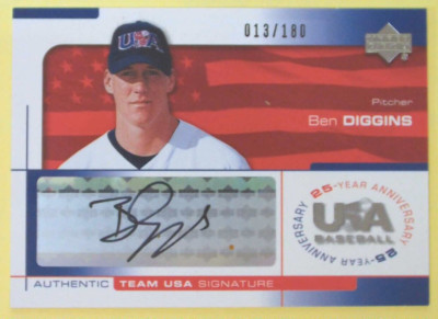 BB Ben Diggins 2004 USA Baseball 25th Anniversary Sigs Black Ink #DIG ...