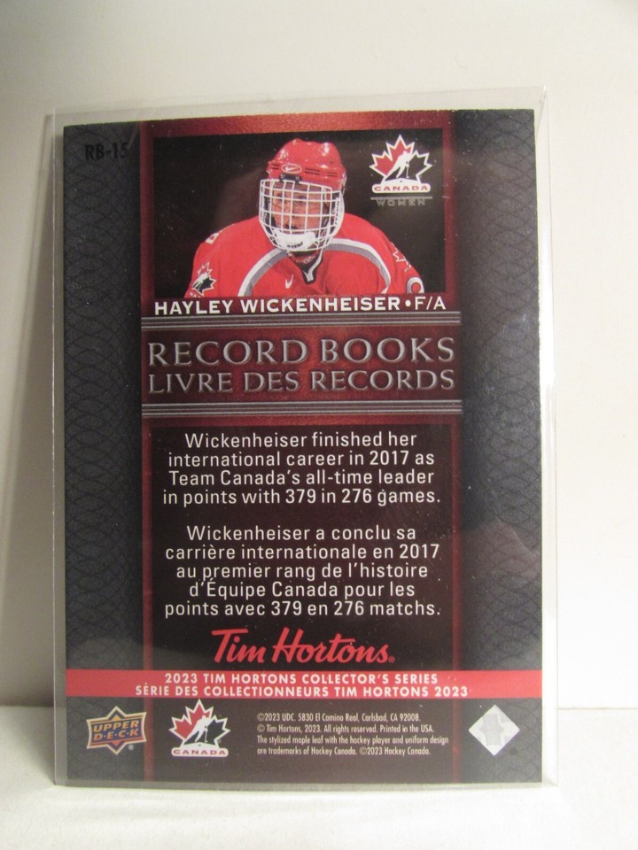 2023 Tim Hortons Record Books HOF Hayley WickenHeiser Team Canada | eBay