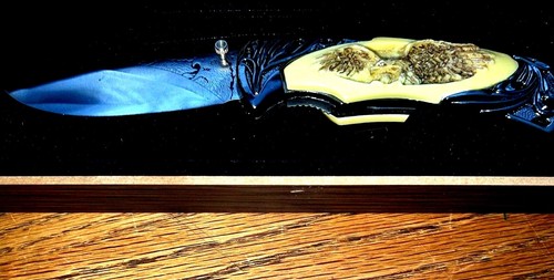 Stauer Stainles Steel Folding Knife W/DECORATIVE WOODEN BOX -Bone ...