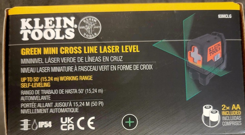 Klein 93MCLG Green Mini Cross Line Laser Level 50 Feet Working Range | eBay