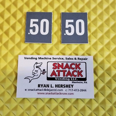 (2) SODA VENDING MACHINE .50 CENT VEND LABEL PRICE STICKERS / Free Ship ...
