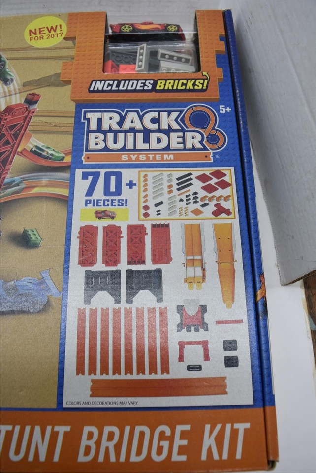 Hot Wheels Track Builder Stunt Bridge Kit Motorized 70+ Pieces Mattel ...