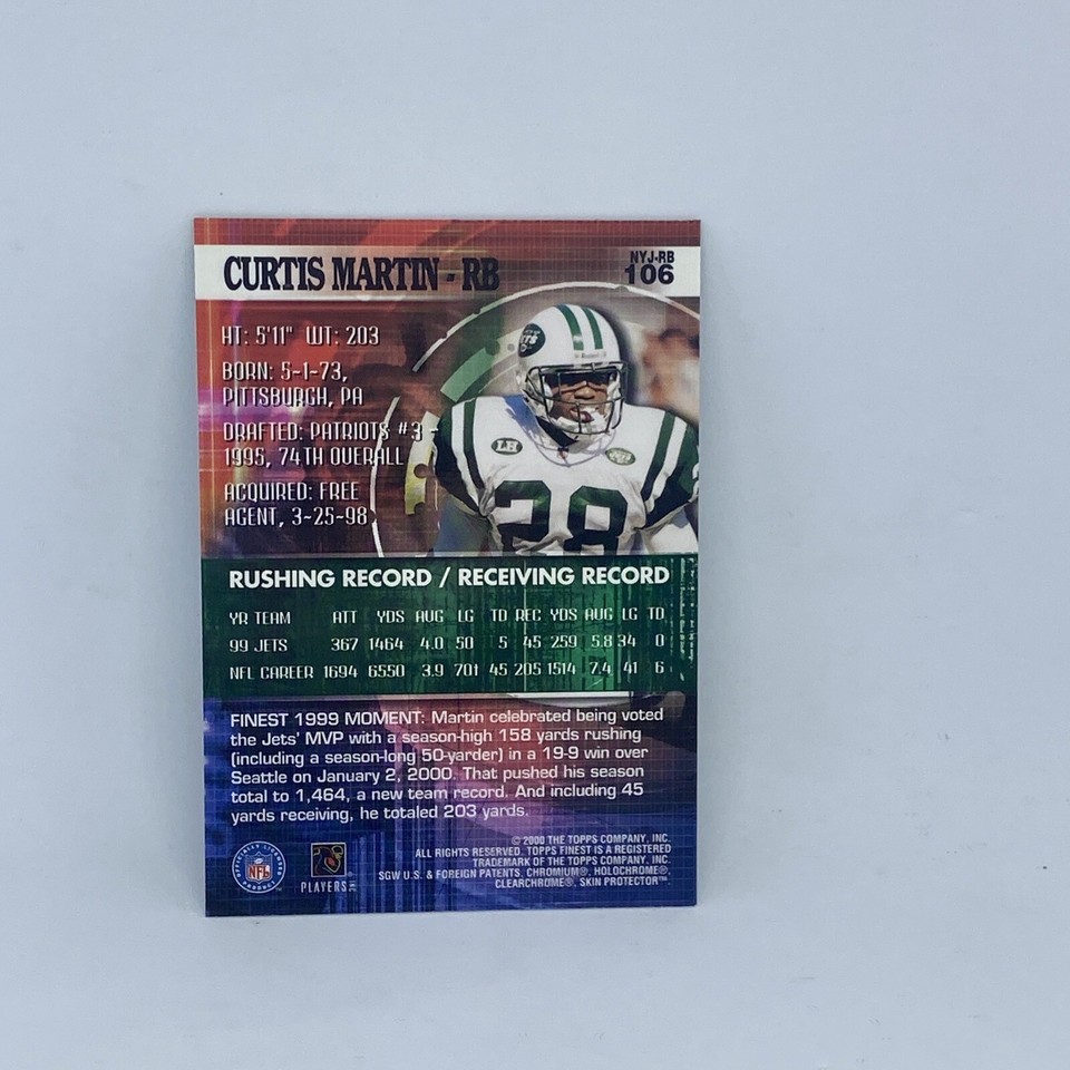 2000 Curtis Martin Topps Finest #106 | eBay