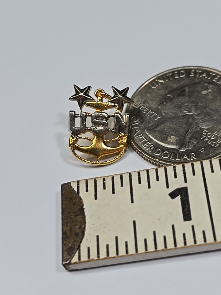 USN Tie Tack Lapel Pin United States Navy Small Size Gold & Silver ...