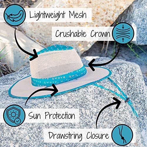 Qwave Safari Hats - Packable Mesh Sides Fishing Hat - 3 Color Options ...