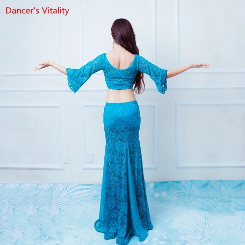 Belly Dance Lace Suit Female Adult Elegant Top Clothes Set Shirt Long ...