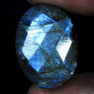 Natural Labradorite Oval Checker Cut Cabochon Loose Gemstone 25.25 Ct ...