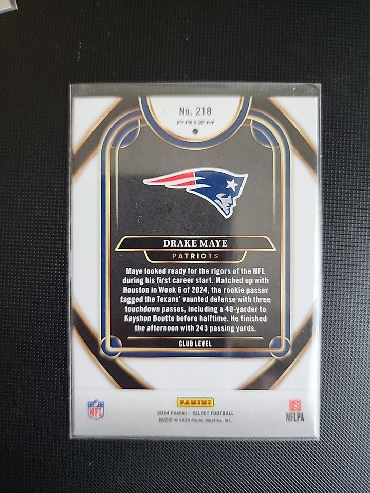 2024 Panini Select - Club Level Drake Maye #218 Red & Blue Shock Prizm ...