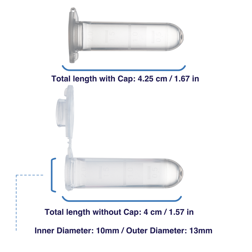 2mL Micro Centrifuge Tubes with Safety Lock, Flip-Cap Tube with Frosted ...