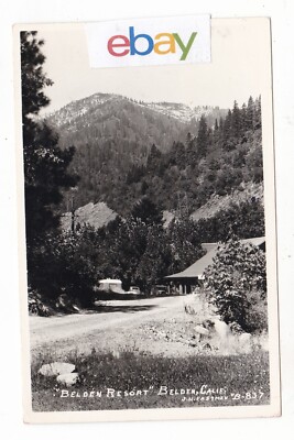 1947 RPPC BELDEN CALIFORNIA RESORT TRUCK CAR MOUNTAINS VINTAGE PHOTO ...