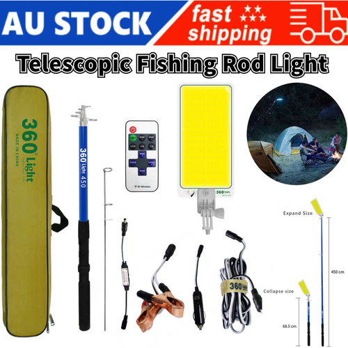 Telescopic Fishing Rod Light Pole Camping Lamp LED COB Light Lantern ...