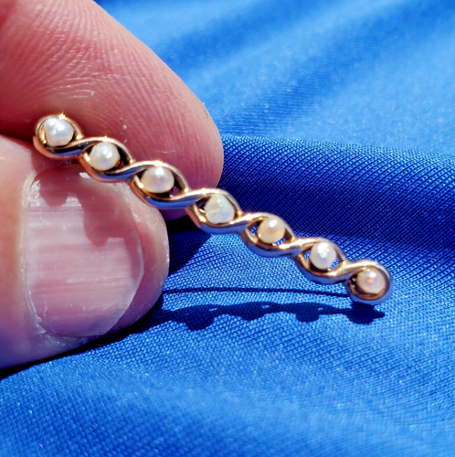 Vintage Pearl Art Deco Pin Victorian Solid 10k Gold Antique Flapper era ...