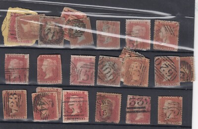 GB QV 1850/56 1d Red Stars Unchecked Collection Of 23 Used BP11441 ...