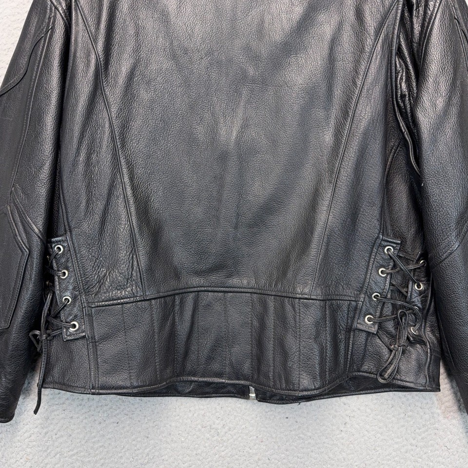 Wilsons Leather Motorcycle Jacket Mens XL Black Lined Biker Moto Riding ...