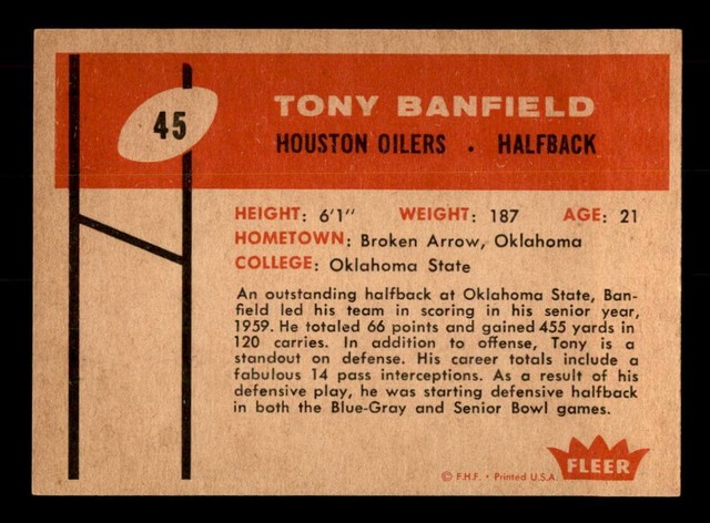1960 Fleer - #45 Tony Banfield (RC) for sale online | eBay