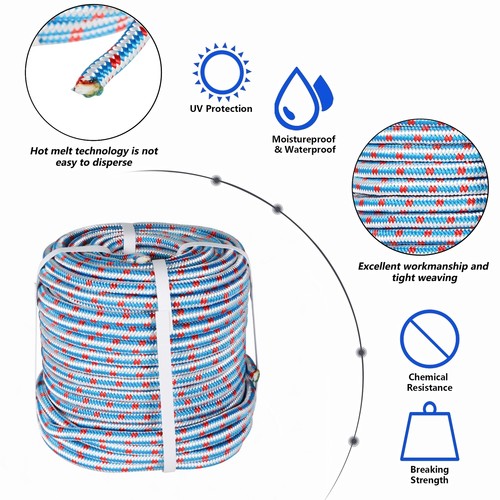 16 Strand Braided Polyester Nylon Core 1/2" × 100' Arborist Tree Rope ...