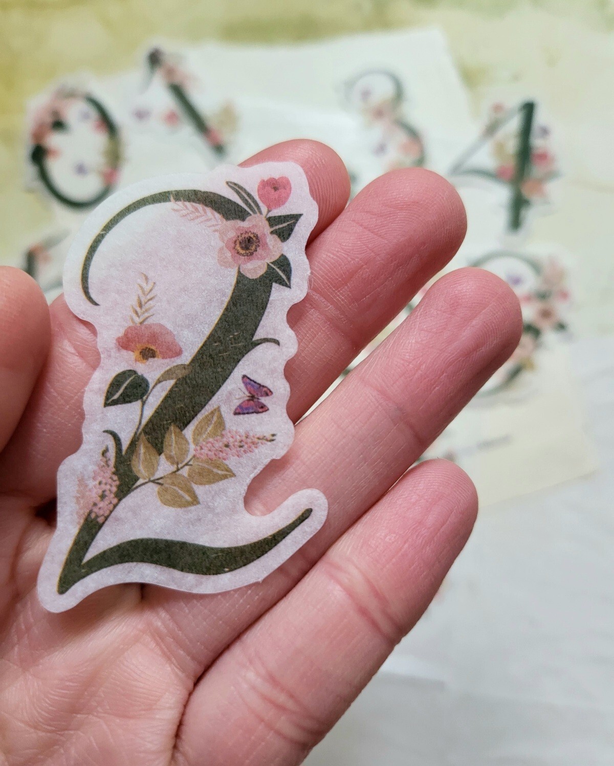 Green Numbers with Flowers stickers 40 Pcs Scrapbooking Junk ...