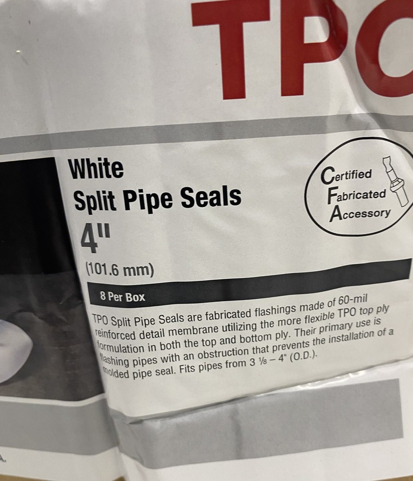 Weatherbond 303507 TPO Split Pipe Seal 4 inch O.D Pipe White Box Of 8 ...