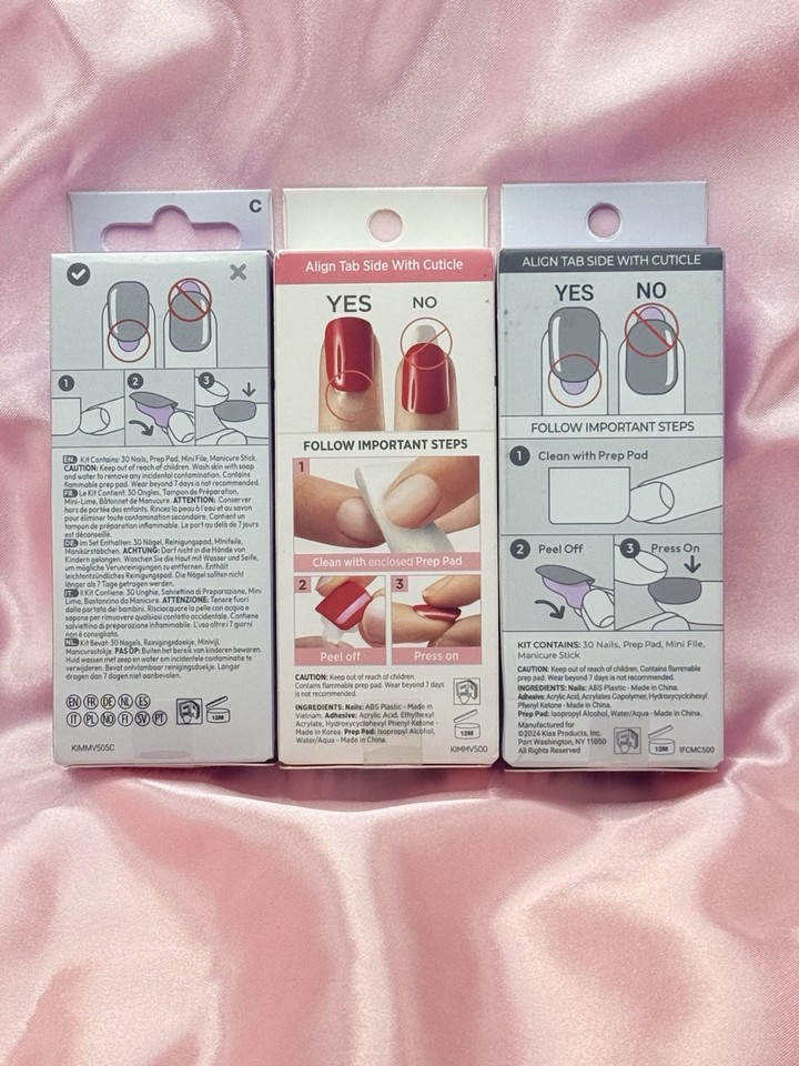 Kiss imPRESS No Glue Press-On Nails Manicure Almond Medium (Lot Of 3 ...