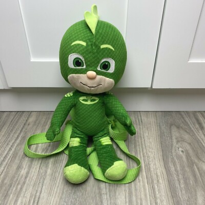 PJ Masks Greg Gekko Plush 14" Backpack Green Stuffed Doll Toy Strap Zip ...