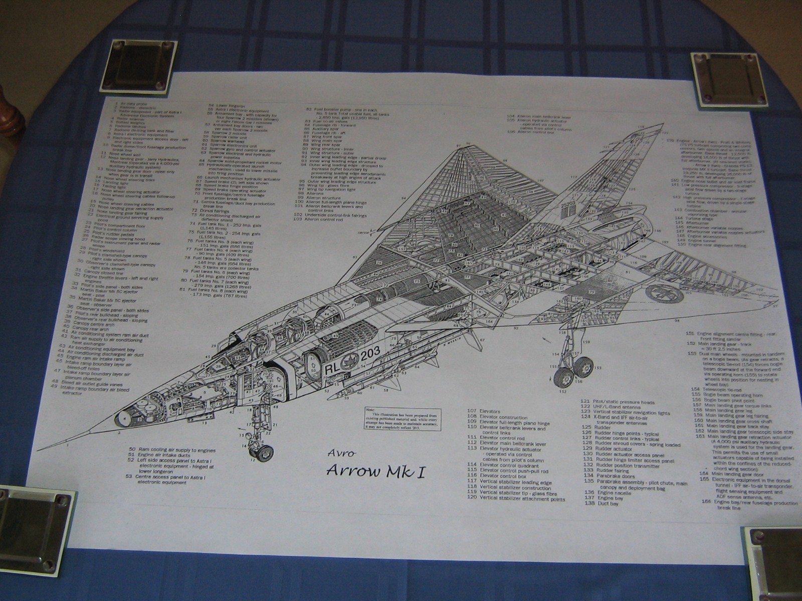 Avro Arrow Lot of 2 :1 Aerodynamic Blueprint and 1 Cutaway View of RL ...