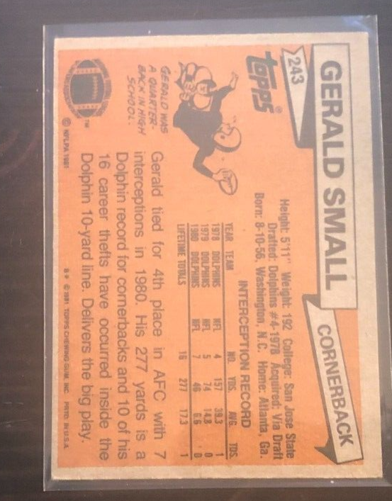 1981 Topps Football GERALD SMALL #243 Dolphins | eBay