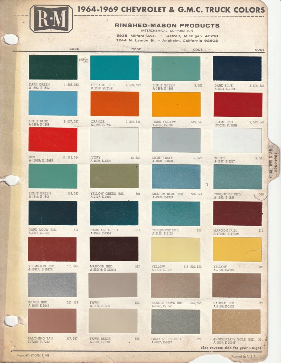 1964 Chevrolet Paint Colors