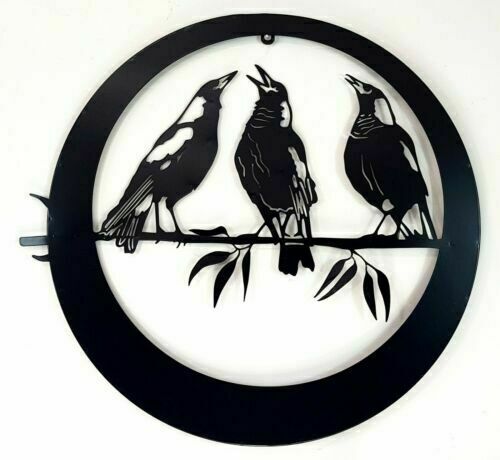 Trio of Magpie Black Metal Home Garden Decor Wall Art Decorative Plaque ...