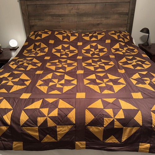 Native American Lakota Style Patchwork Quilt Blanket Brown Geometric 78 ...