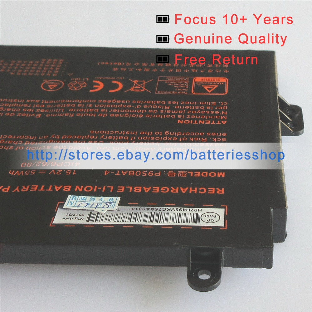 Genuine P950BAT-4 6-87-P950S-51E00 battery for Clevo P950HP P957HR ...