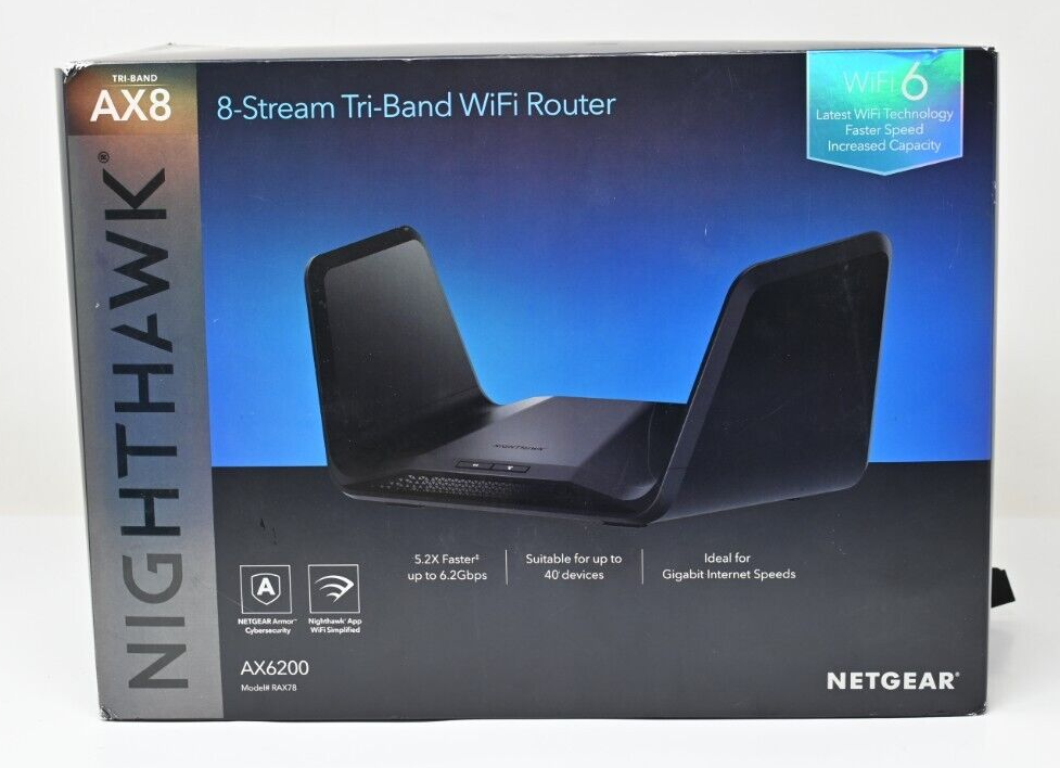 Netgear Nighthawk Tri-Band 8-Stream AX6200 WiFi 6 Router (RAX78-100NAS ...