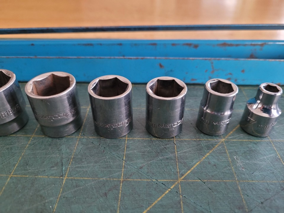 Matco Metric Socket Set B-M6 Set, 3/8" Drive 22mm thru 7mm Many missing ...
