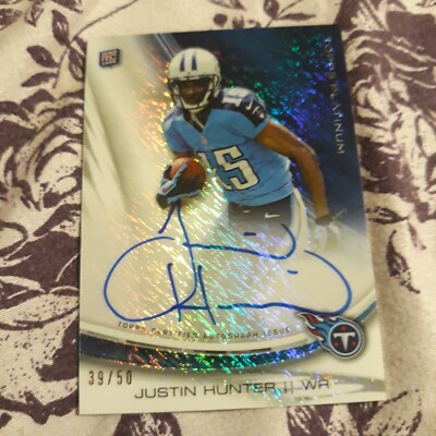 2013 Platinum refractor Justin Hunter on card Rooki auto 39/50 ...